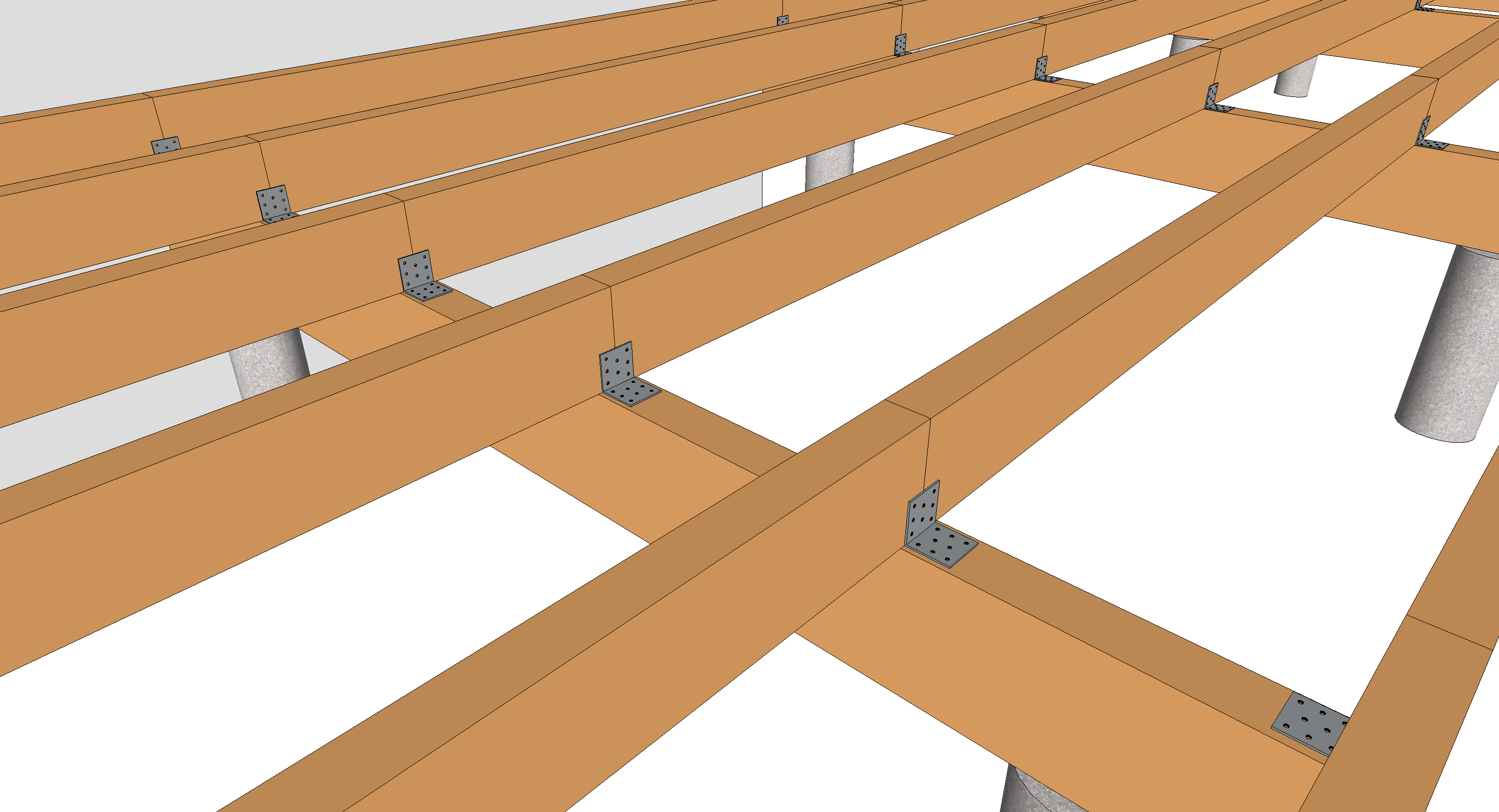 Terrasse bois en deux blocs sur poutres porteuses - Le guide des ...