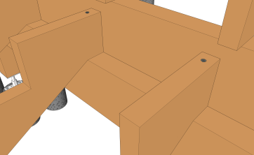 Terrasse en bois sur une structure mixte : poutres porteuses et pilotis ...