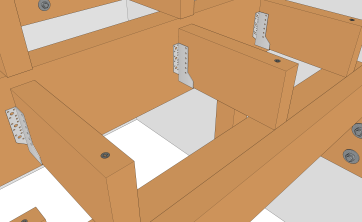 Terrasse en bois sur une structure mixte : poutres porteuses et pilotis ...