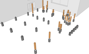 Terrasse en bois sur une structure mixte : poutres porteuses et pilotis ...